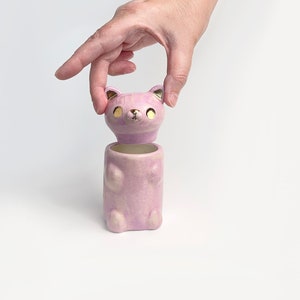 Charming Small Ceramic Cat Jar With Golden Details Cute - Etsy