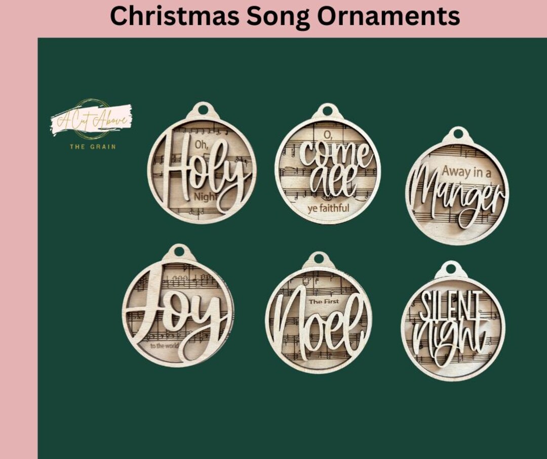 Christmas Song Wood Ornaments - 2-layer DIY Set - Choose 1, 2, or ...