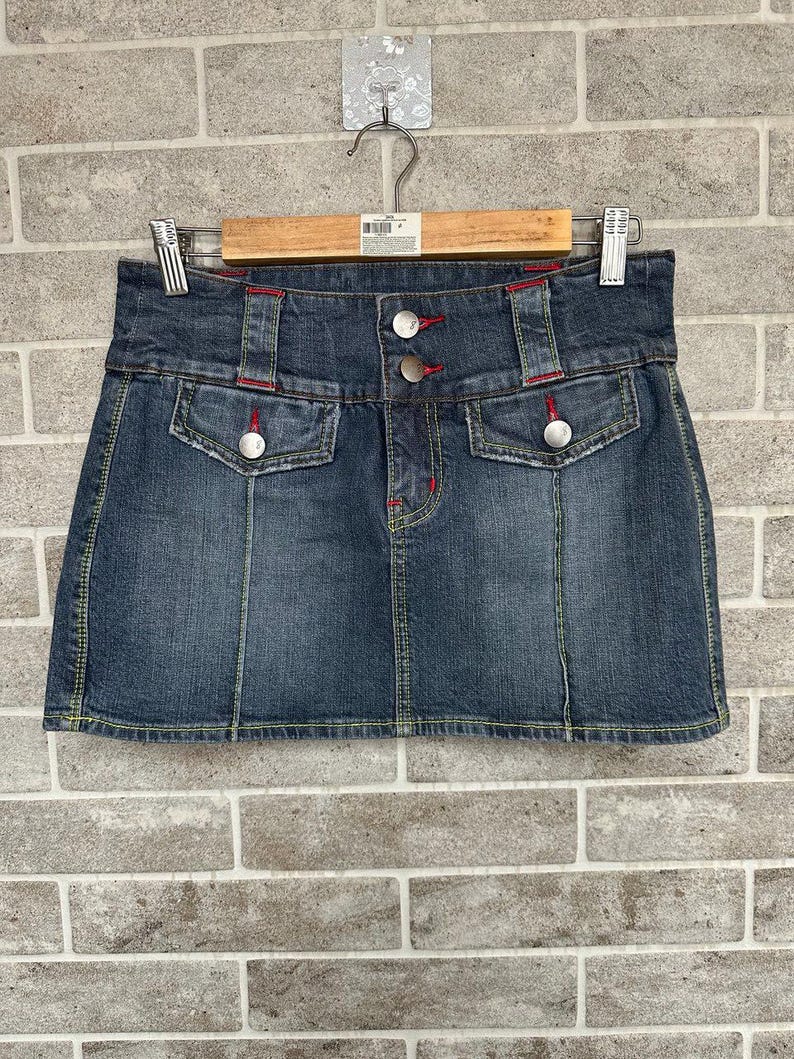 Micro Mini Washed Denim Rock Y2K Style Utulity Street 00s - Etsy.de