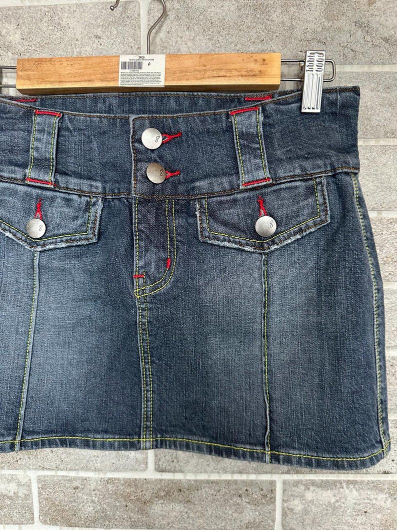 Micro Mini Washed Denim Rock Y2K Style Utulity Street 00s - Etsy.de