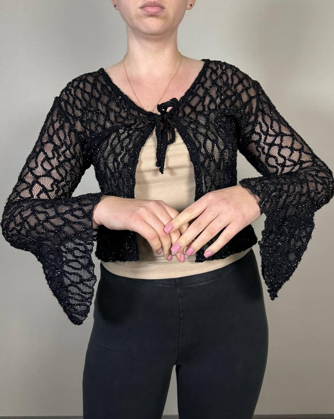 Long Sleeve Open up Bolero Tops Mesh Fishnet Shrug Y2K Grunge - Etsy
