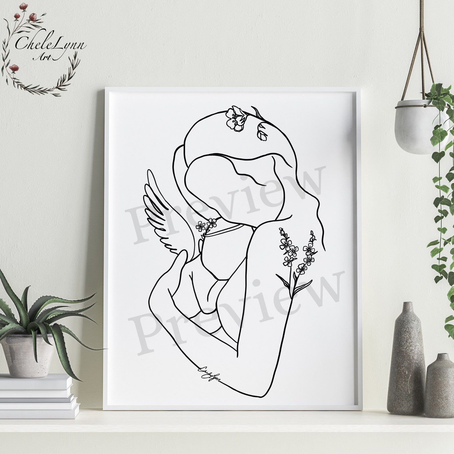Mother and Angel Baby Digital Art / Pregnancy Loss Gift / - Etsy