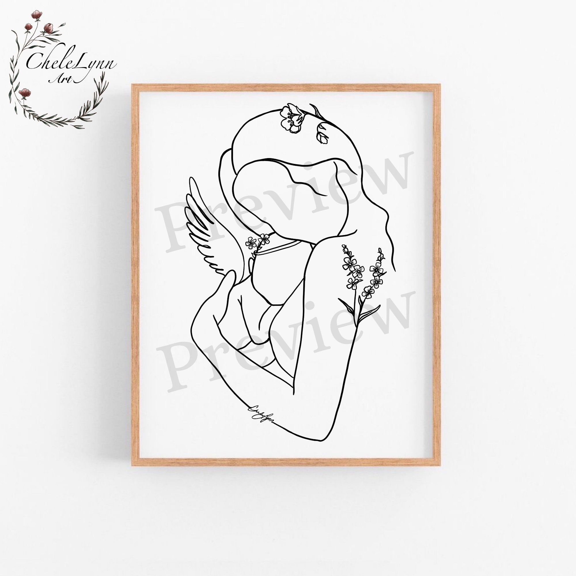 Mother and Angel Baby Digital Art / Pregnancy Loss Gift / - Etsy Norway