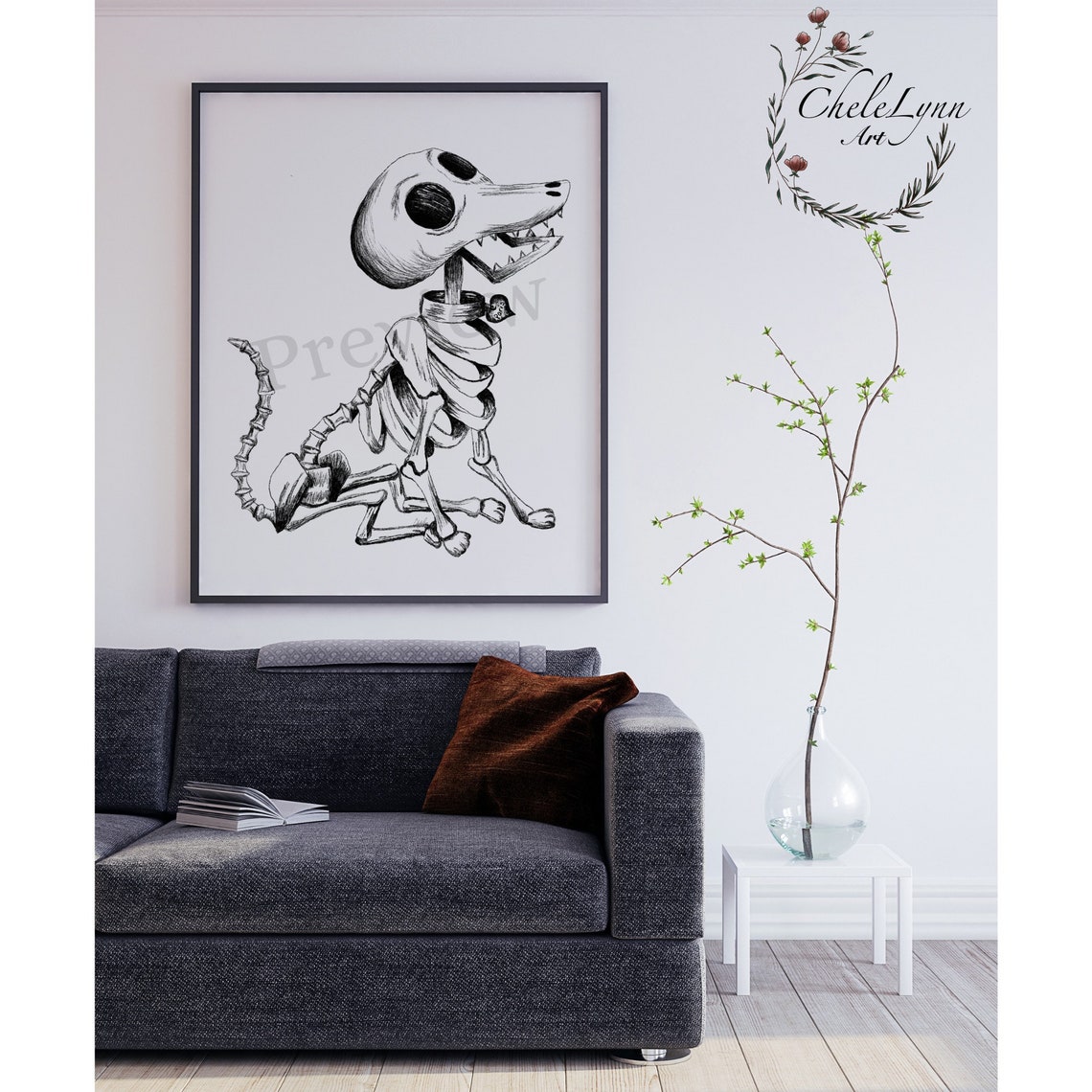 CUSTOM Dog Name Art Corpse Bride Dog scraps Digital | Etsy