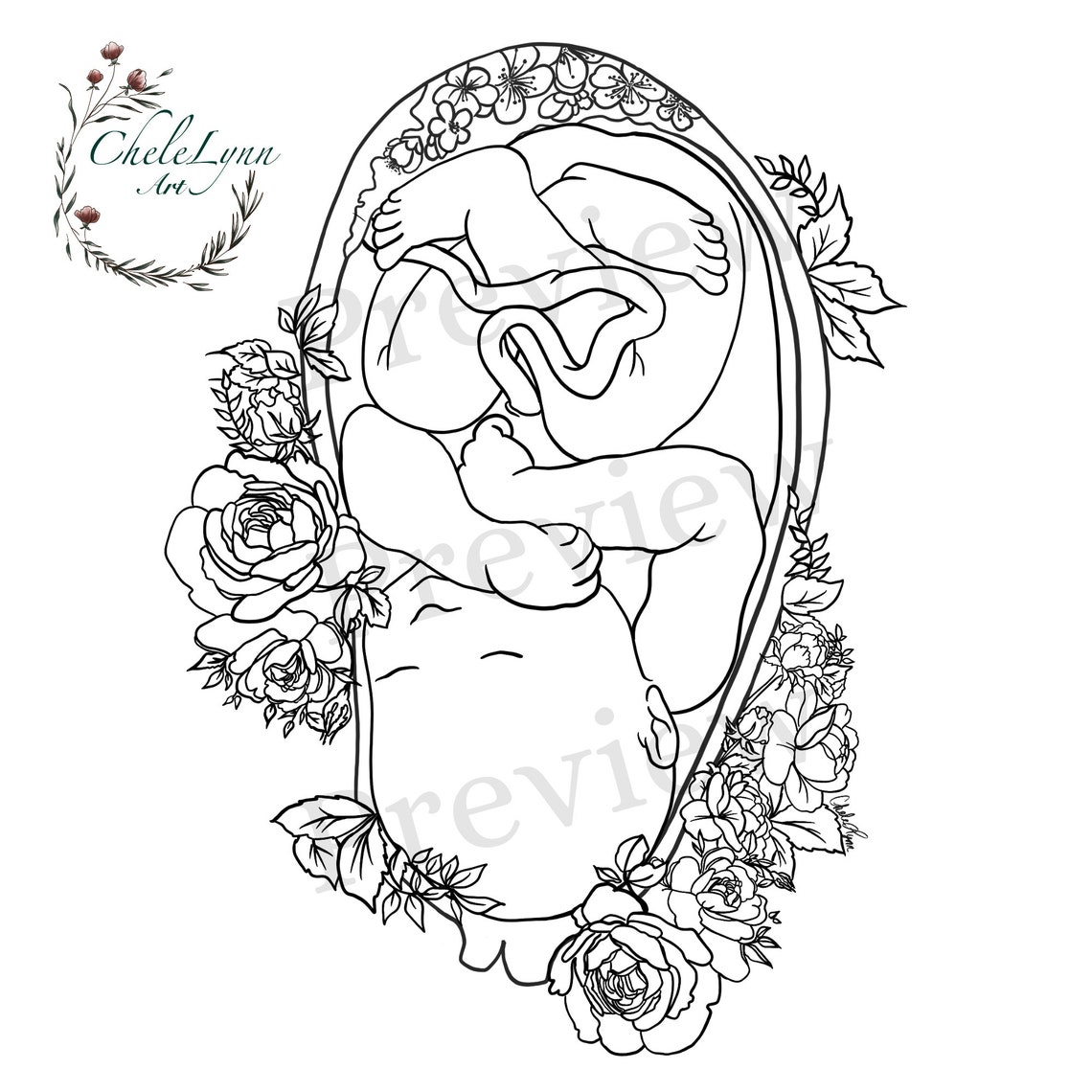 Floral Womb | Pregnancy Womb Art | OBGYN Digital Art | Floral Birthing ...