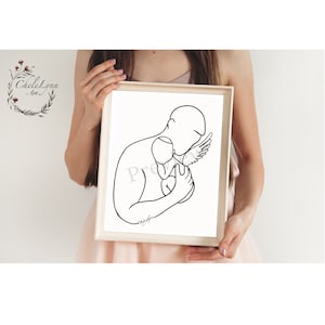 Father Holding Boy Angel / Father With Angel Son/ Infant Loss Art ...