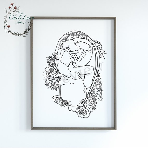Floral Womb Pregnancy Womb Art OBGYN Digital Art Floral | Etsy
