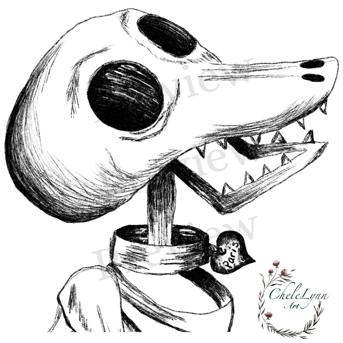 CUSTOM Dog Name Art Corpse Bride Dog scraps Digital | Etsy