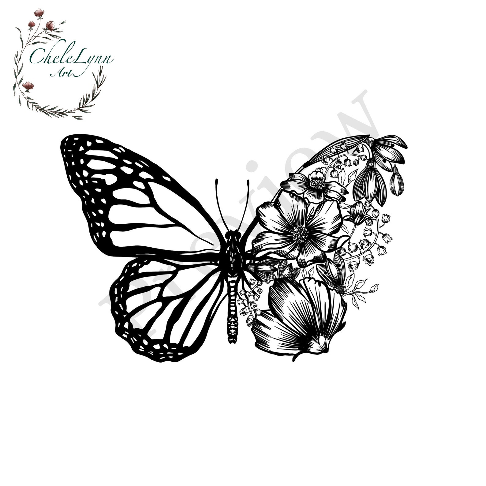 Custom Butterfly Digital Print / Birth Flower Butterfly / - Etsy