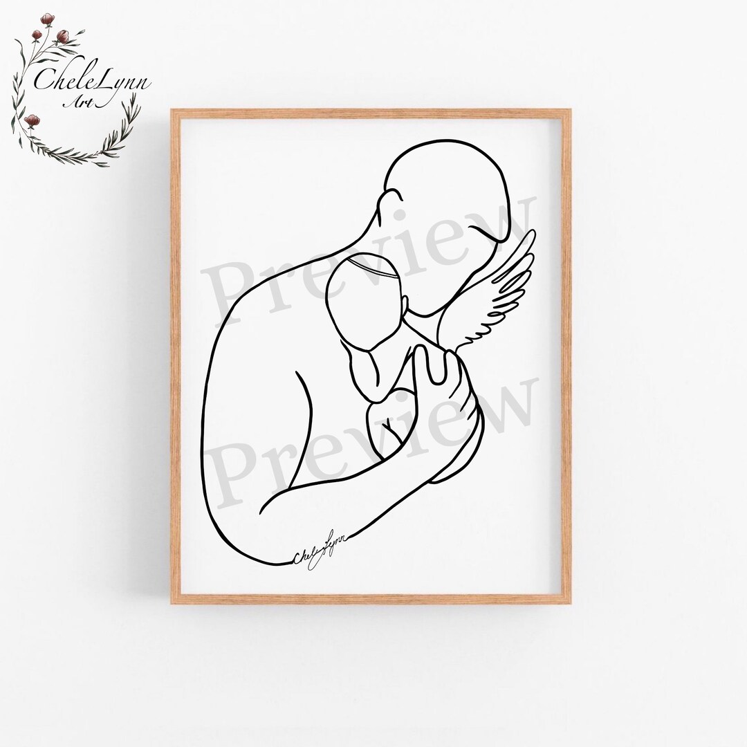 Father Holding Boy Angel / Father With Angel Son/ Infant Loss Art ...