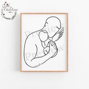 Father Holding Boy Angel / Father With Angel Son/ Infant Loss Art ...