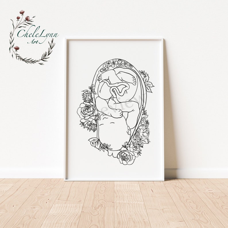Floral Womb | Pregnancy Womb Art | OBGYN Digital Art | Floral Birthing ...