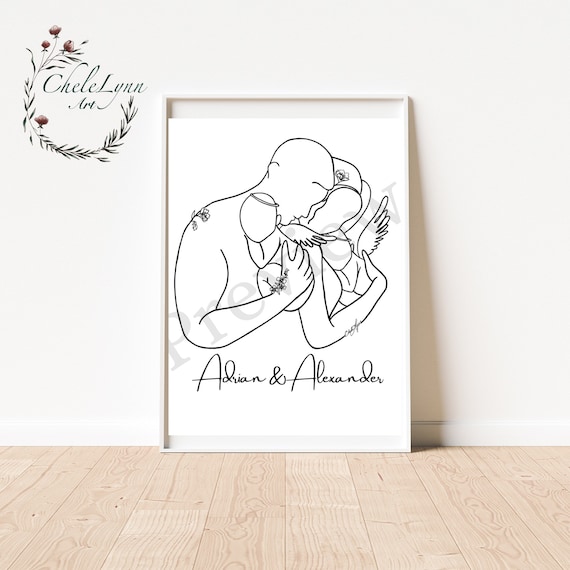 Personalised Angel Baby Wall Art/ Mother Father With Angel | Etsy