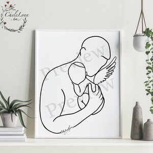 Father Holding Boy Angel / Father With Angel Son/ Infant Loss Art ...