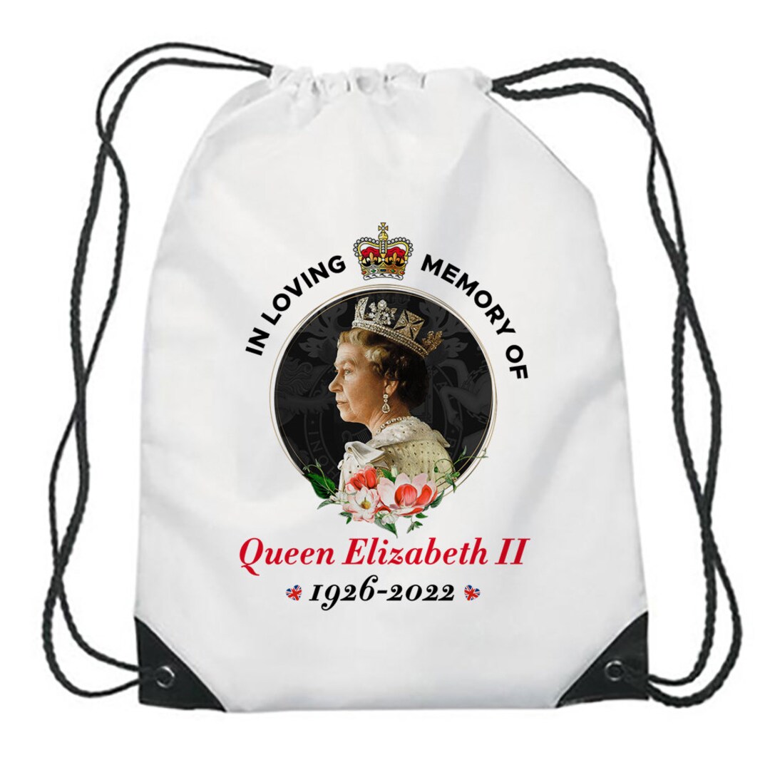 In Loving Memory of Queen Elizabeth II Majesty Drawstring Sports White ...