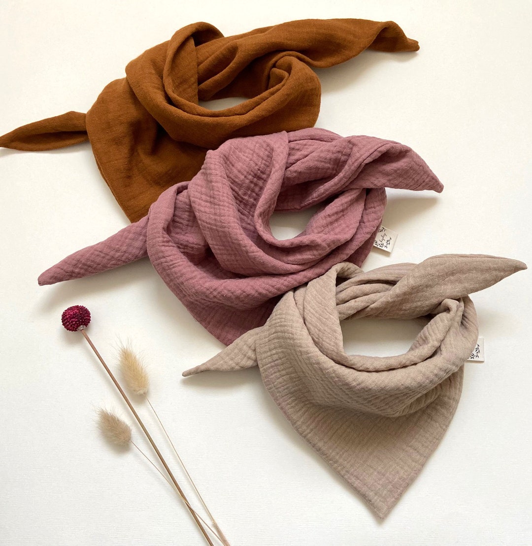 Bio Musselin KIDS Halstuch zum Knoten Dreieckstuch Kinder Schal ...