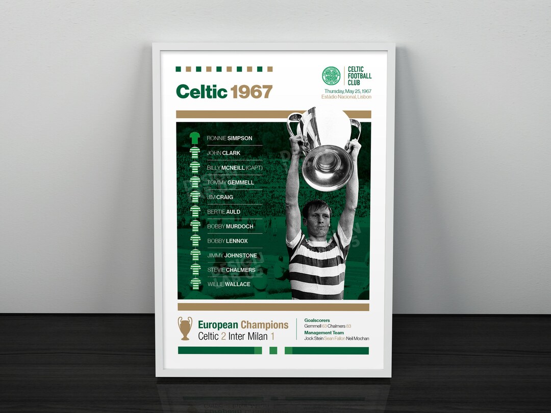 Celtic FC Poster, Football Art Print, Sport Wall Art, European ...