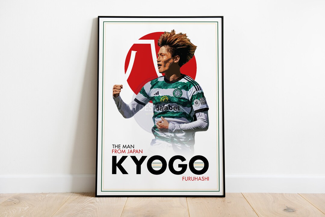 Celtic FC Poster, Football Art Print, Sport Wall Art, Kyogo Furuhashi ...