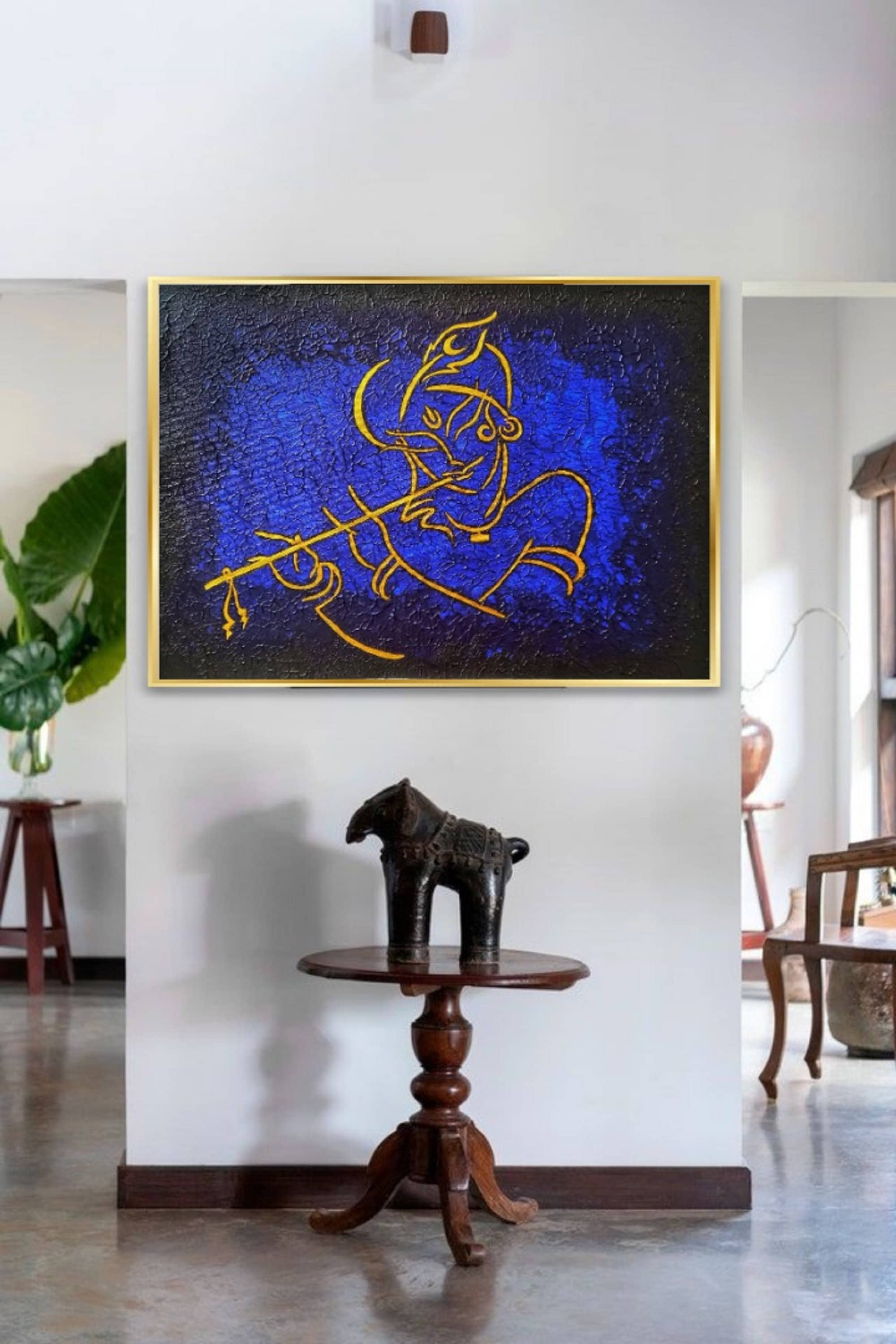 Krishna Original Indian Abstract Art on Canvas for Living Room Original ...