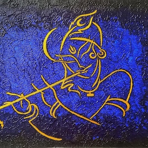 Krishna Original Indian Abstract Art on Canvas for Living Room ...