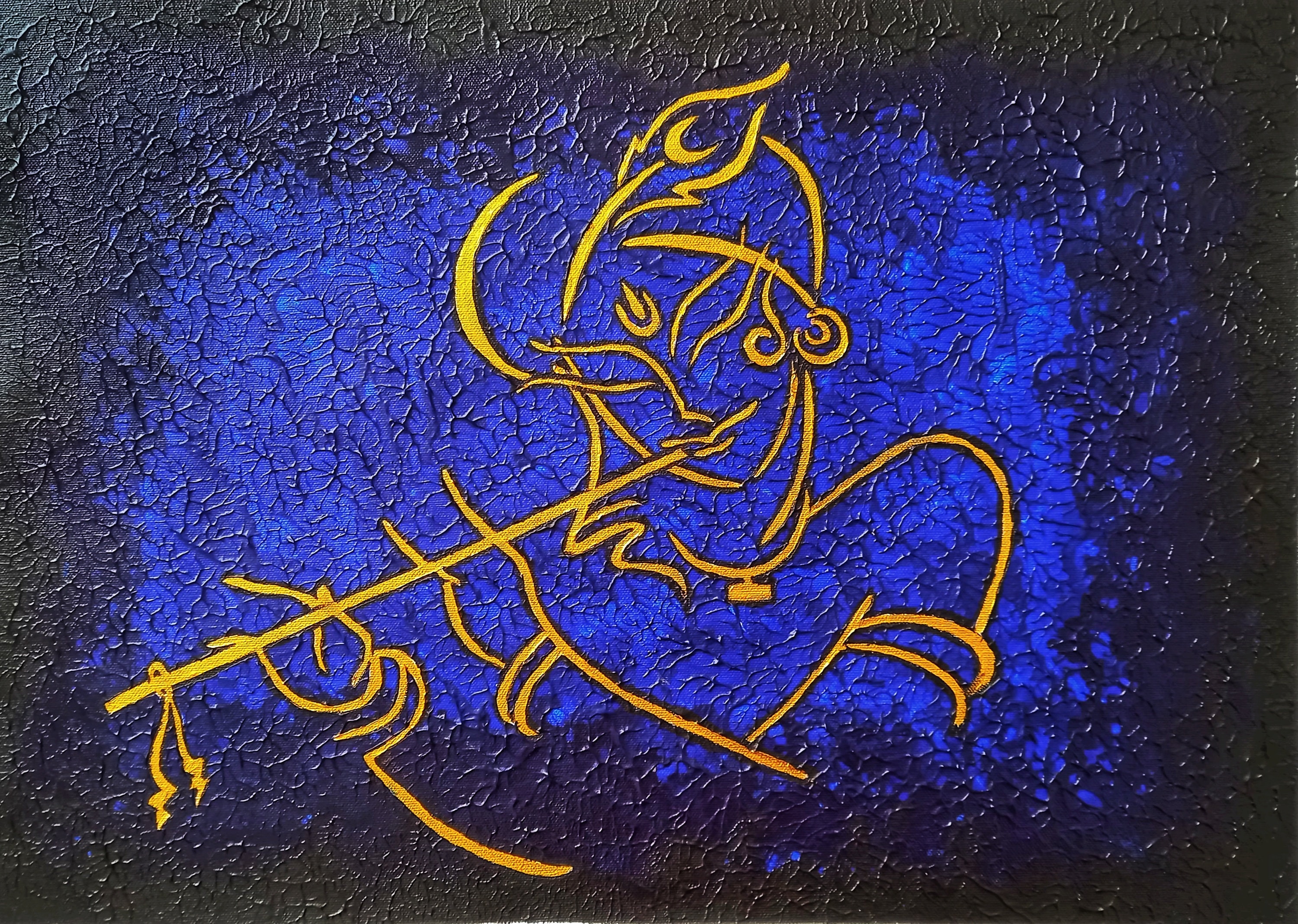 Krishna Original Indian Abstract Art on Canvas for Living Room Original ...