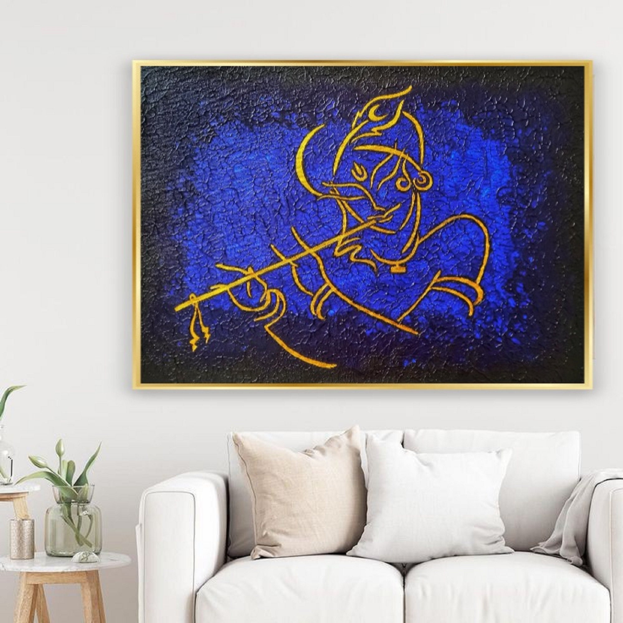 Krishna Original Indian Abstract Art on Canvas for Living Room Original ...