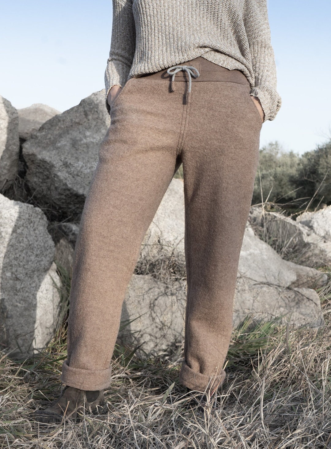 Womens Warm Woolen Pants, Boiled Wool Pants for Women, Pants for Winter ...