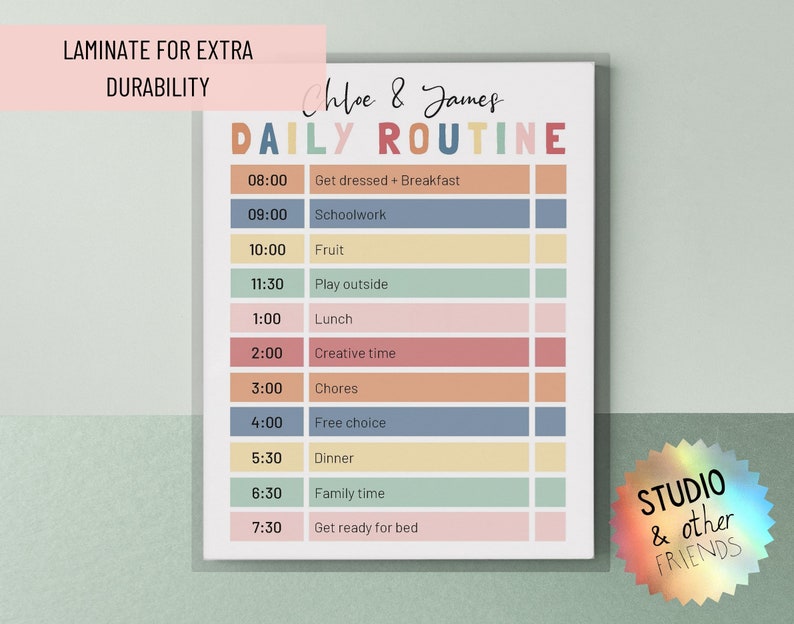 DAILY ROUTINE Chart Chore Chart for Kids EDITABLE Bedtime - Etsy