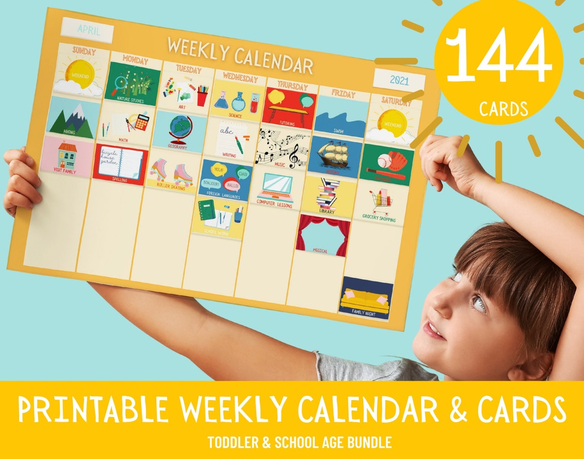 Kids Activity Calendar Printable Weekly Routine Perpetual - Etsy