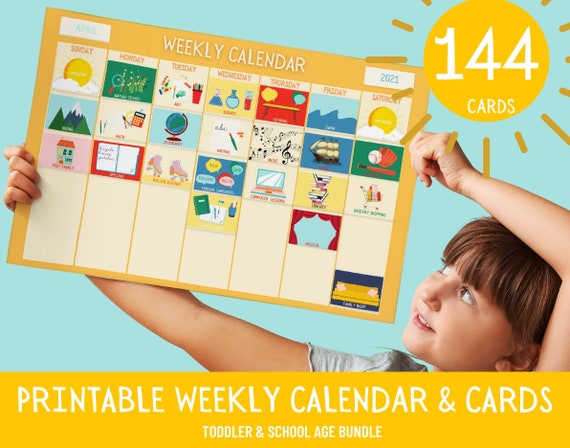 Kids Activity Calendar Printable Weekly Routine Perpetual - Etsy