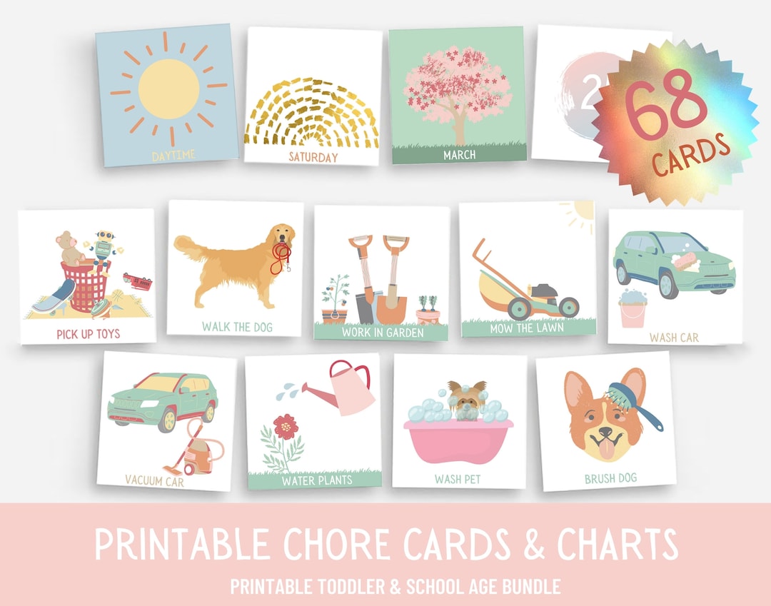 Toddler Chore Chart, Chore Card, Chore Cards for Kids, Picture Chore ...