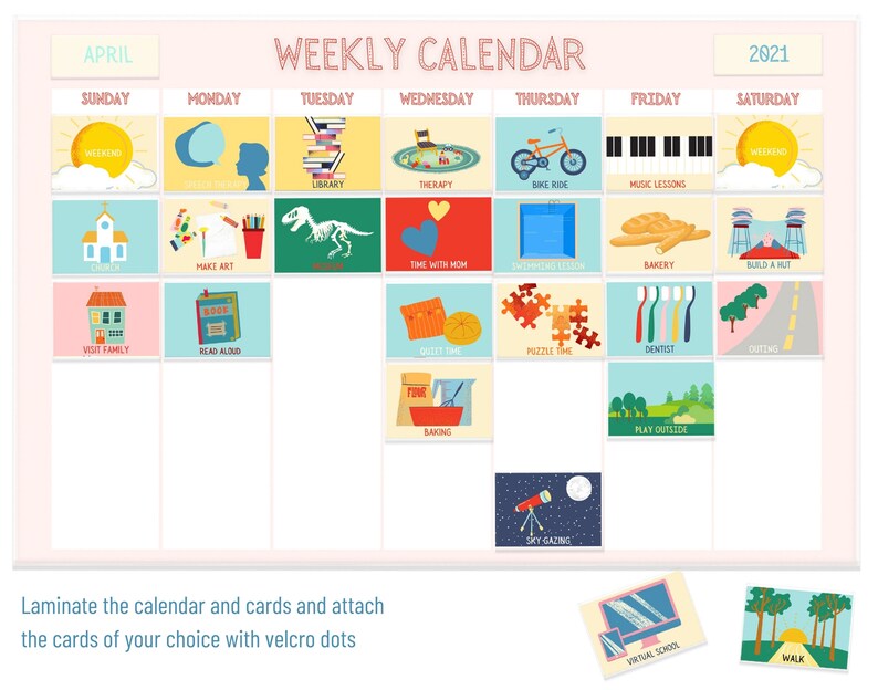 Kids Activity Calendar, Printable Weekly Routine, Perpetual Calendar ...