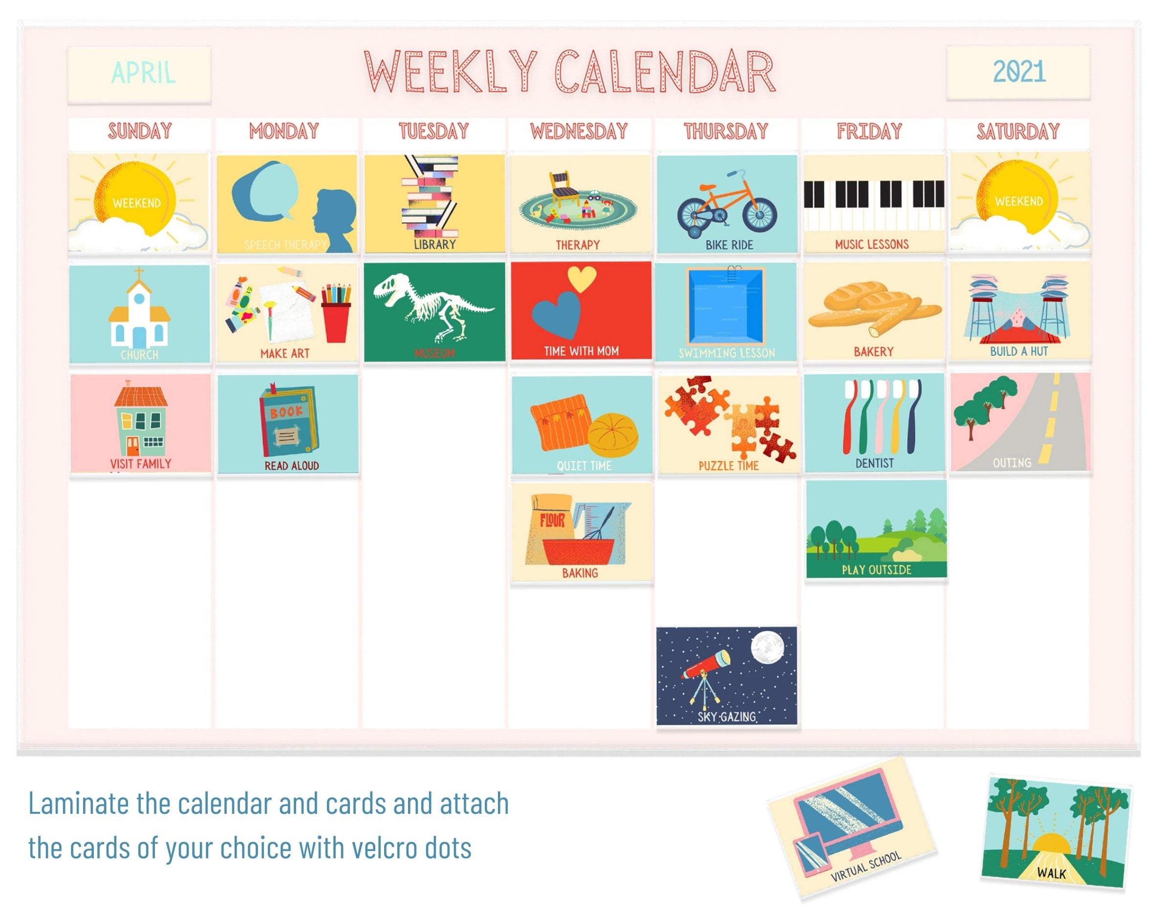 Kids Activity Calendar, Printable Weekly Routine, Perpetual Calendar ...