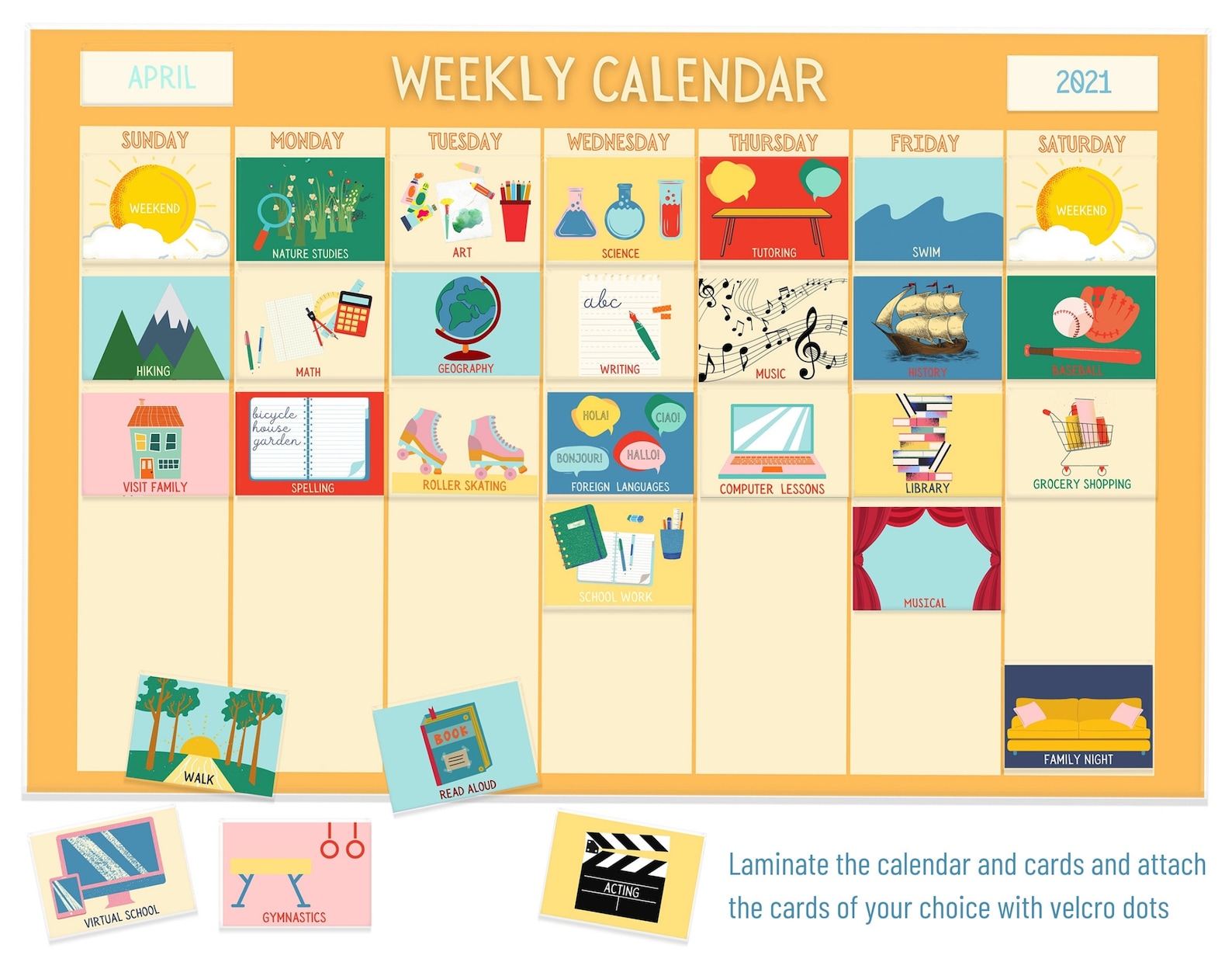 Kids Activity Calendar, Printable Weekly Routine, Perpetual Calendar ...