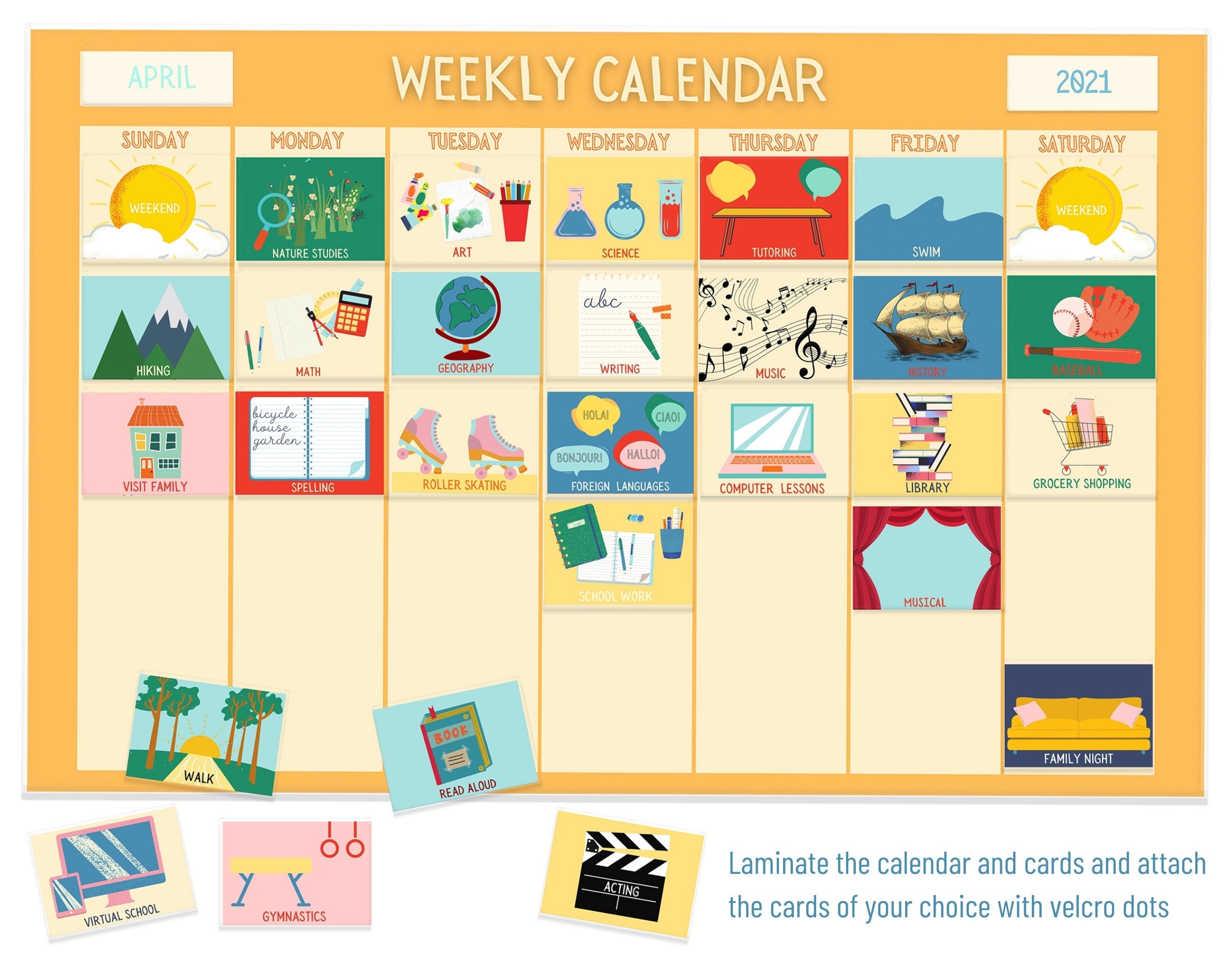 Kids Activity Calendar, Printable Weekly Routine, Perpetual Calendar ...
