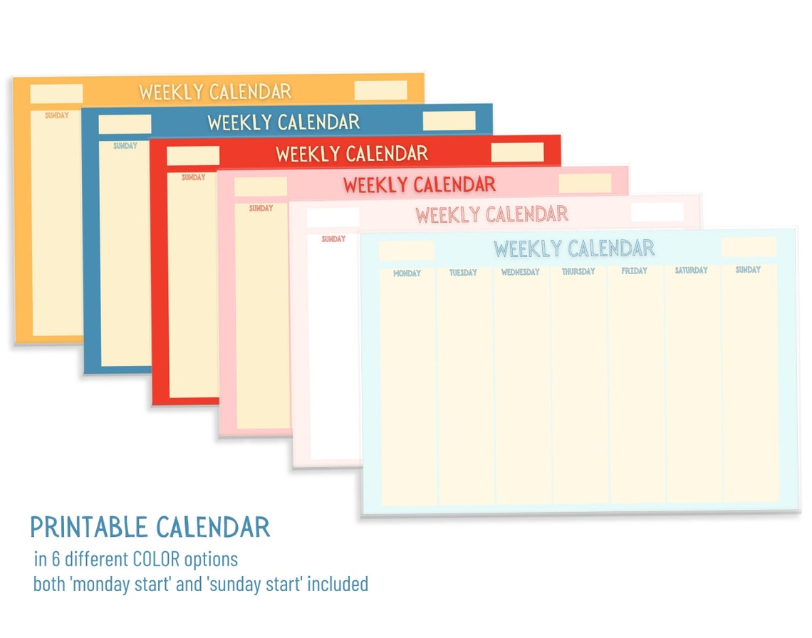 Kids Activity Calendar Printable Weekly Routine Perpetual - Etsy
