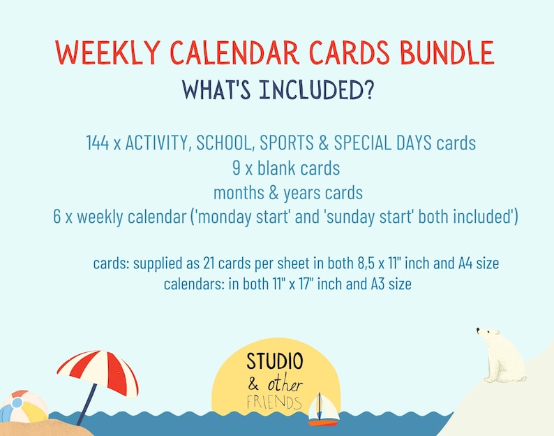 Kids Activity Calendar Printable Weekly Routine Perpetual - Etsy