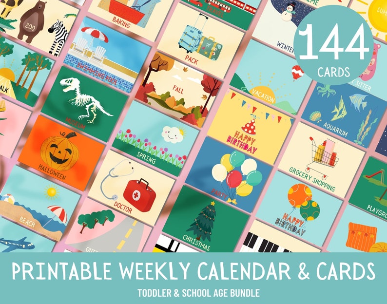 Kids Activity Calendar Printable Weekly Routine Perpetual - Etsy