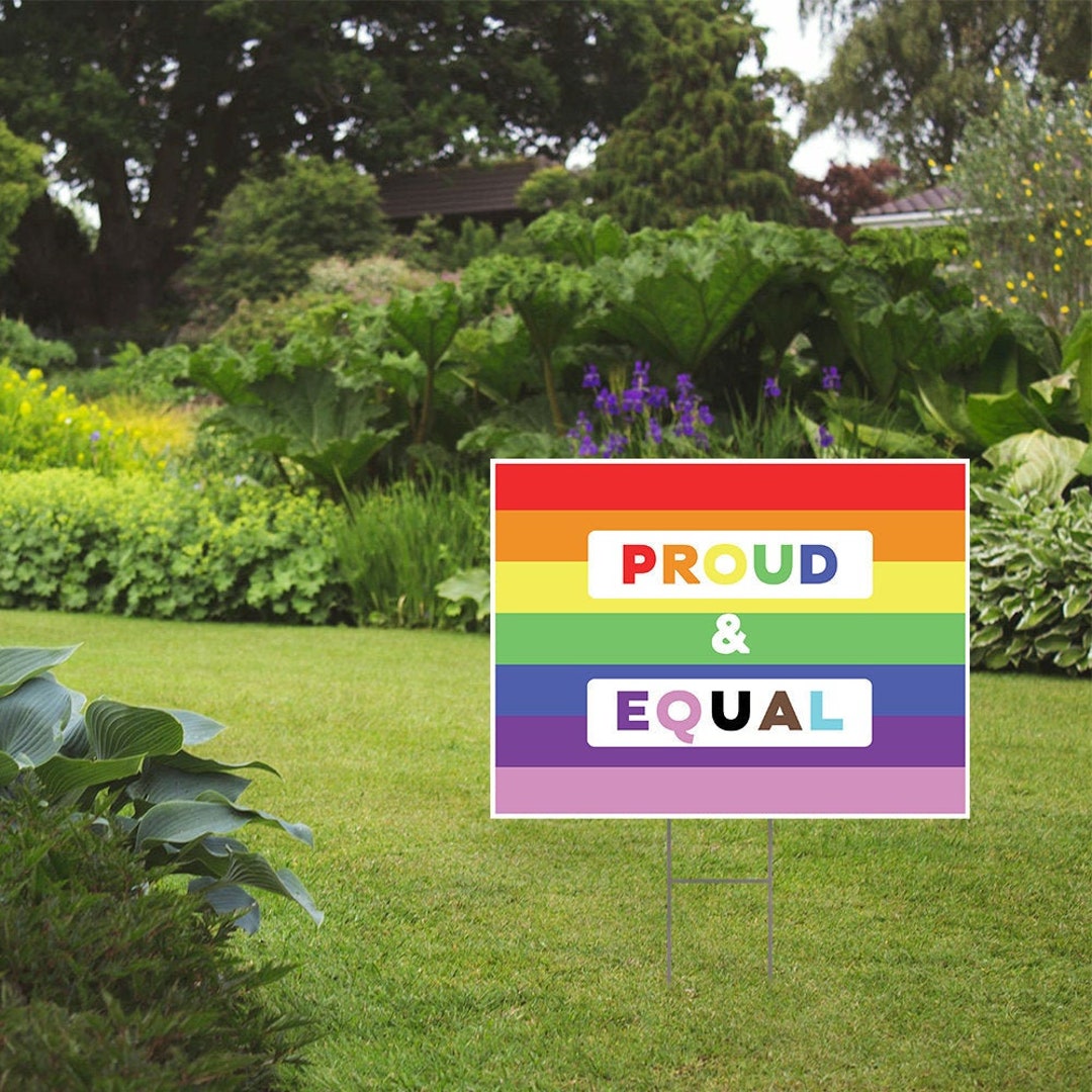 LGBTQ Pride Flag Proud & Equal Yard Sign - Etsy