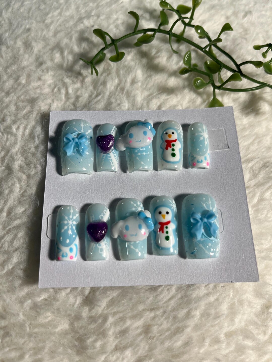 Cinnamoroll Winter Wonderland Nails - Etsy