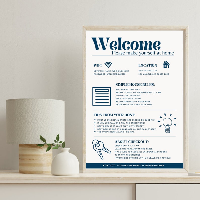 Welcome Sign for Airbnb Hosts, Printable Vacation Rental, Guest Arrival ...