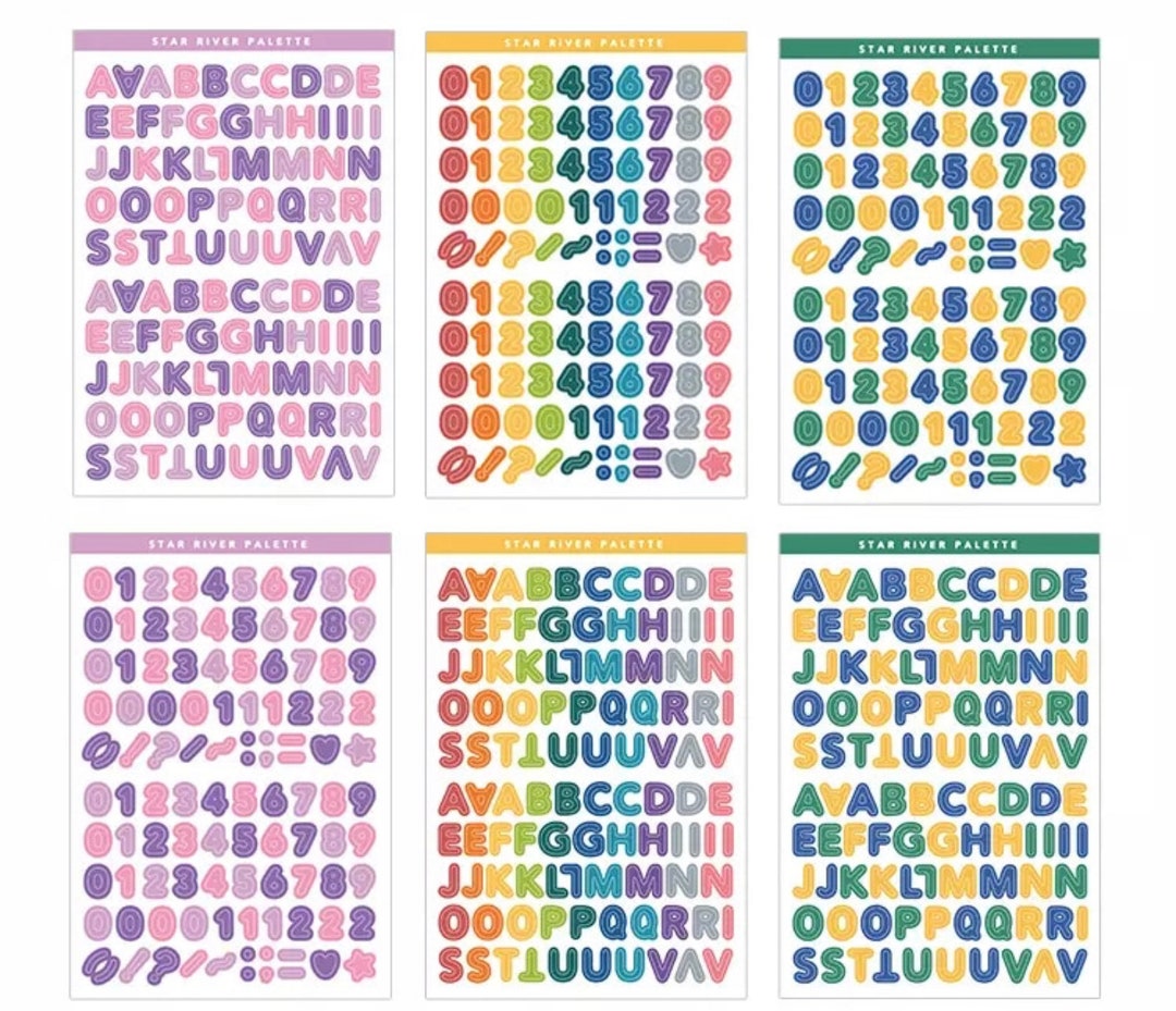 Pack of Stickers of Numbers and Letters in Three Ranges of Colors ...