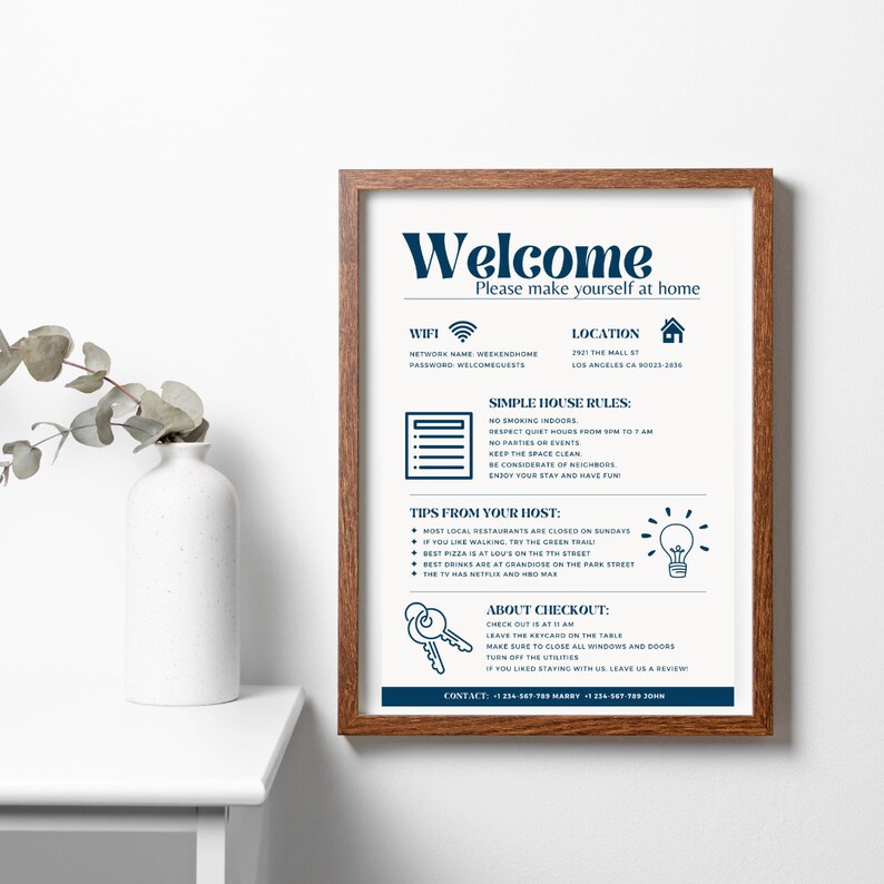 Welcome Sign for Airbnb Hosts, Printable Vacation Rental, Guest Arrival ...