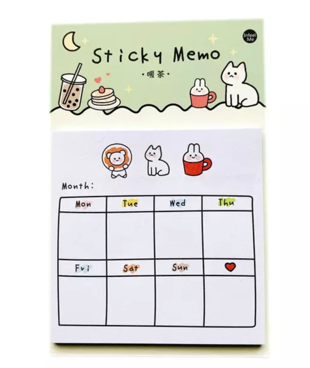 Weekly Planner Sticky Note Pad, Weekly Sticky Memo, Cats Weekly Planner ...