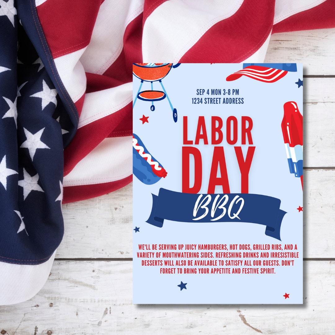 Digital Labor Day BBQ Bashy, Labor Day Weekend Summer Cookout Block ...
