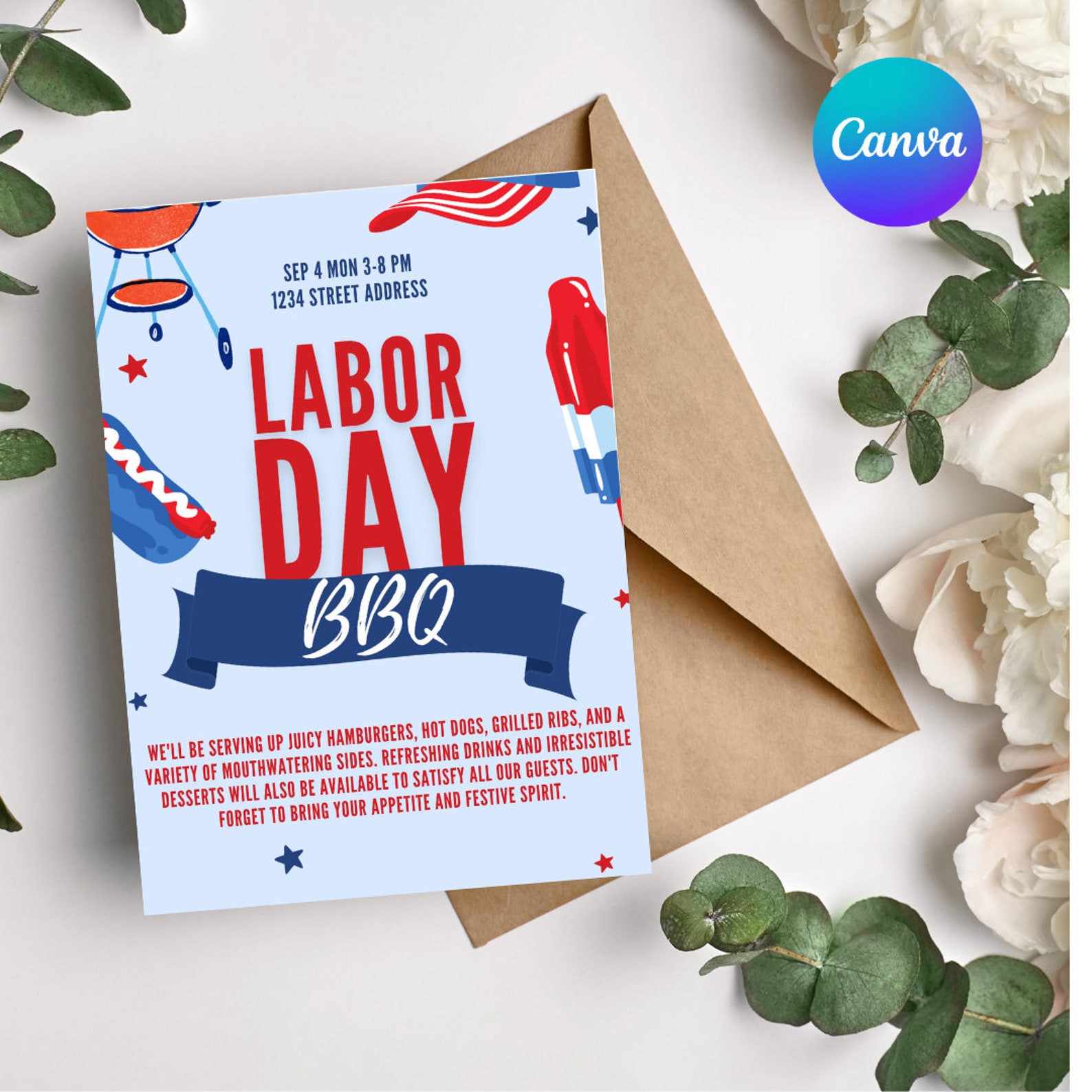 Digital Labor Day BBQ Bashy, Labor Day Weekend Summer Cookout Block ...