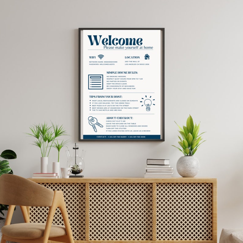 Welcome Sign for Airbnb Hosts, Printable Vacation Rental, Guest Arrival ...