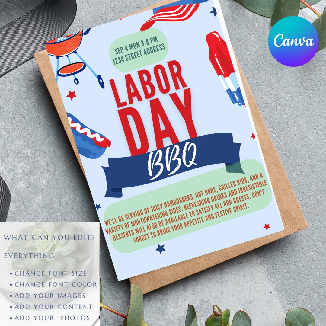 Digital Labor Day BBQ Bashy, Labor Day Weekend Summer Cookout Block ...