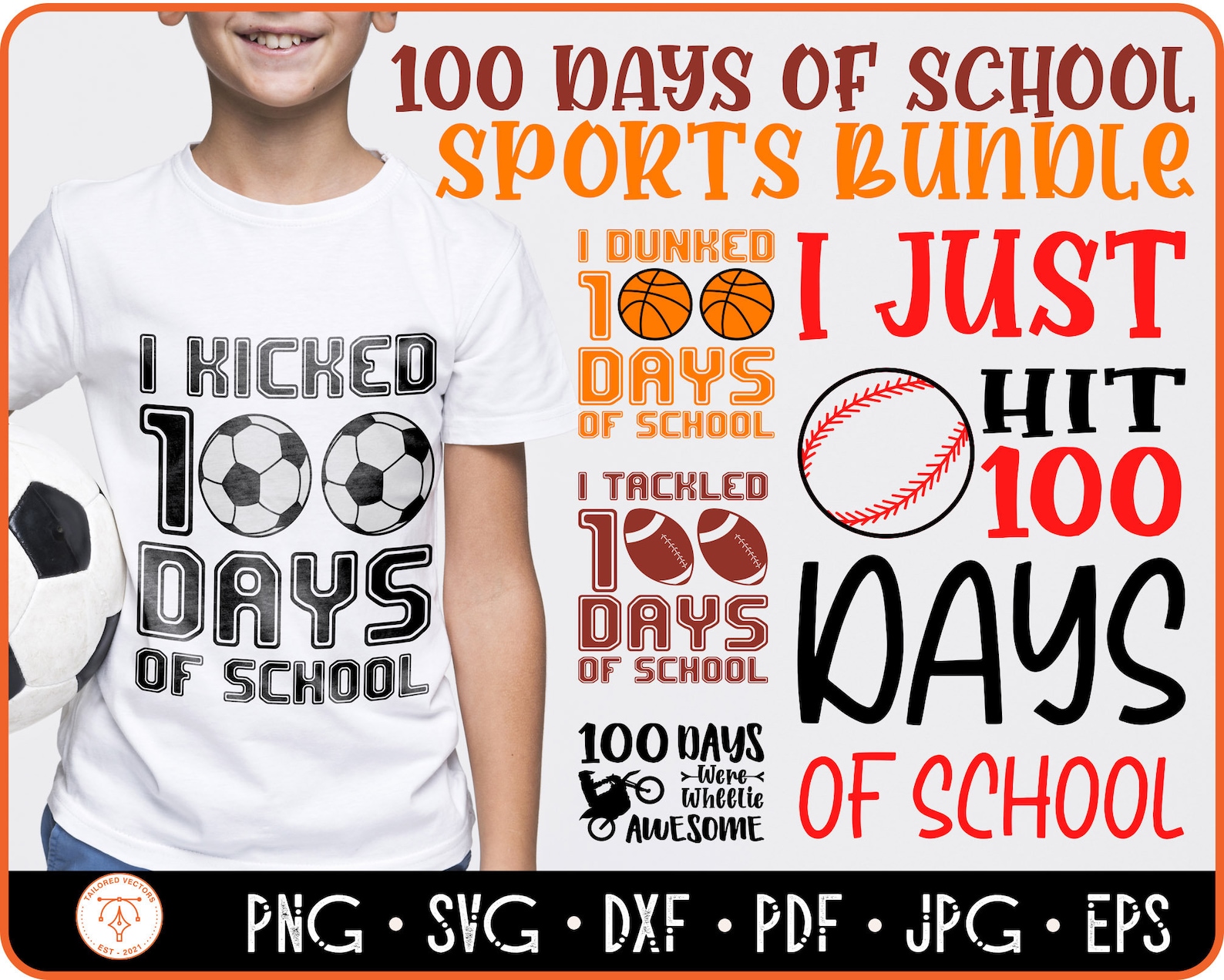 100 Days of School SVG Sports Bundle 100 Days of School Svg - Etsy