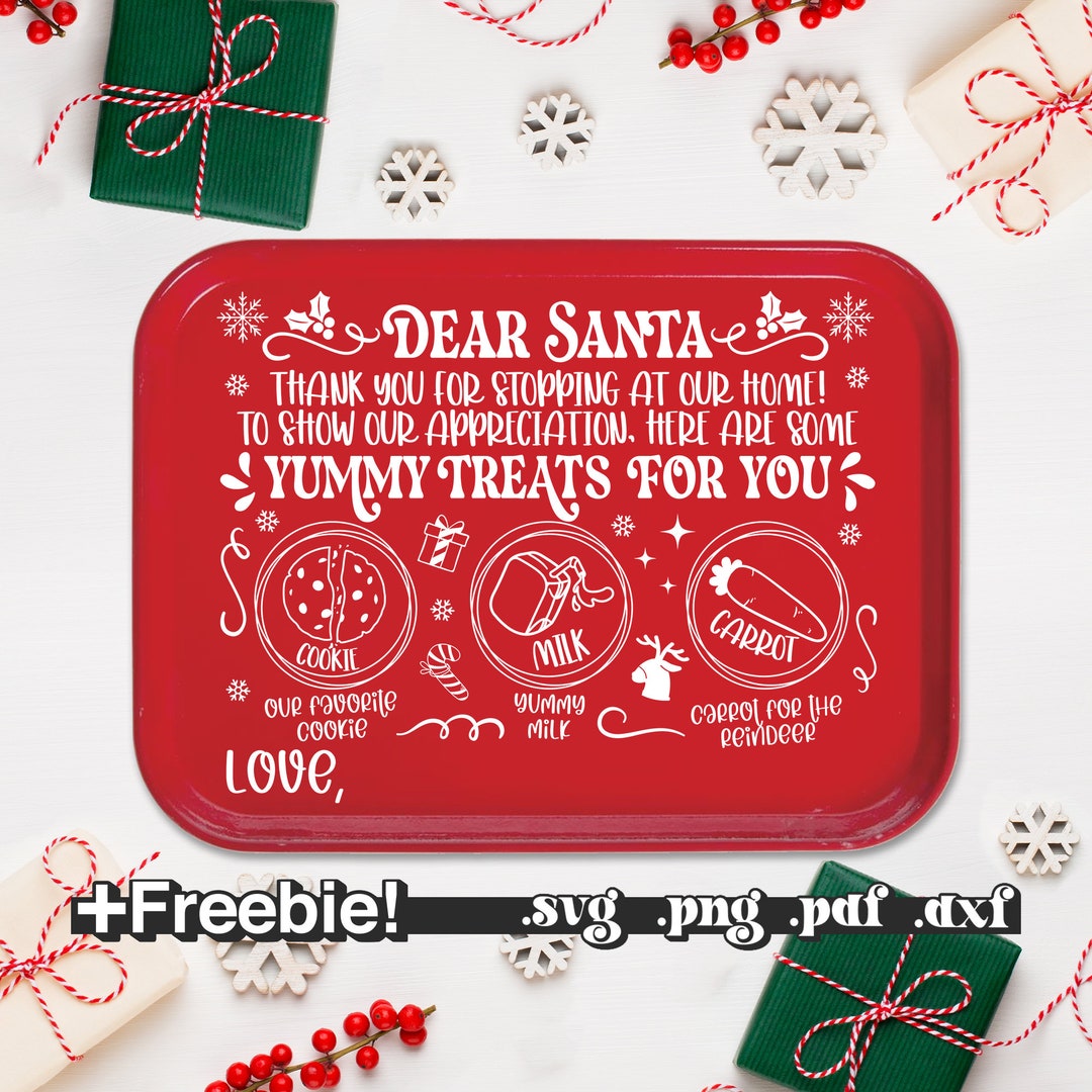 Santa Tray Svg, Dear Santa Tray Svg Png, Santa Cookie Tray Svg ...